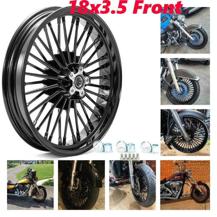 Front & Rear Fat Spoke Wheels Dual Disc for Harley Dyna / Touring / So ...